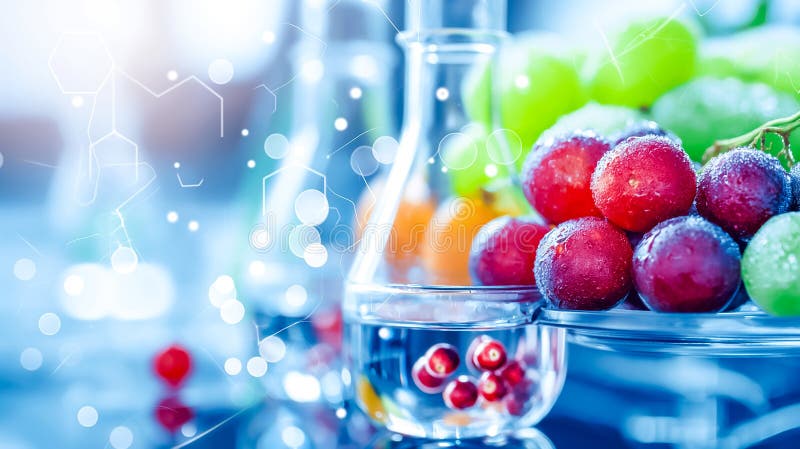 Fresh Grapes and Assorted Fruits Rest on a Lab Table Alongside ...