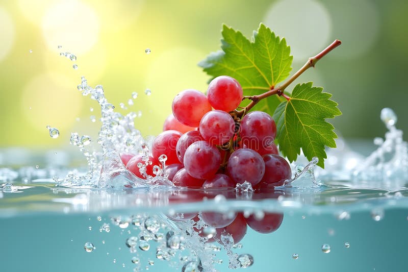 Fresh Grapes Burst into Clear Water Spring Sunlight 50mm Stock ...