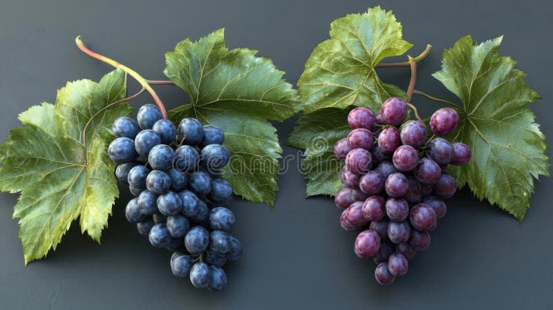 Fresh Grapes with Leaves Displaying Rich Colors and Textures, Healthy ...