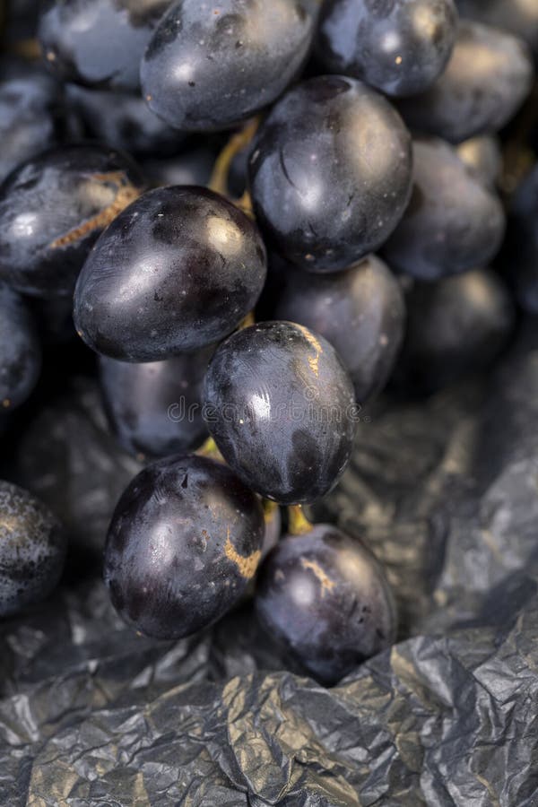 Fresh Grapes are Lying on Black Paper Stock Photo - Image of wine ...