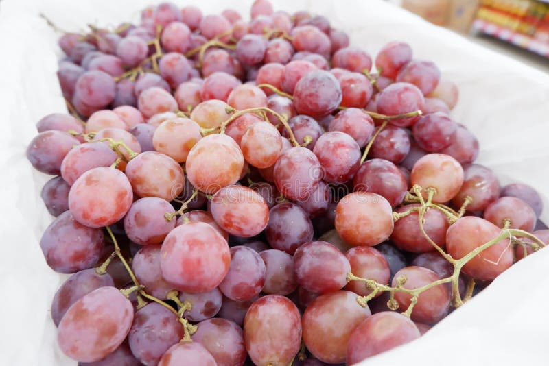 Fresh Grapes in White Fruit Box Stock Photo - Image of fruit, white ...