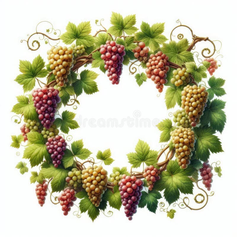 Fresh Grapevine Border Frame, Isolated on White Background Stock ...