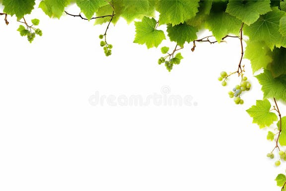 Fresh Grapevine Border Isolated on a White Background. Created with ...