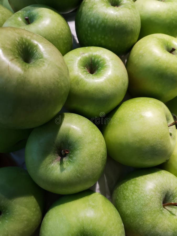Fresh Green Apple Available on Shelves in Supermarkets Stock Photo ...