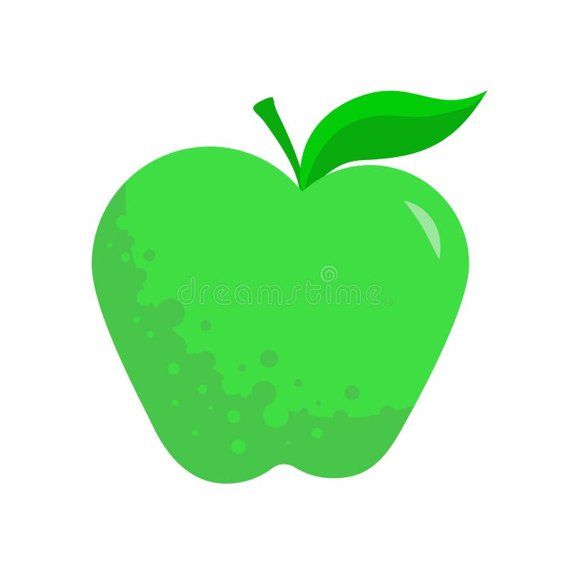 Fresh Green Apple with a Leaf Stock Vector - Illustration of organic ...