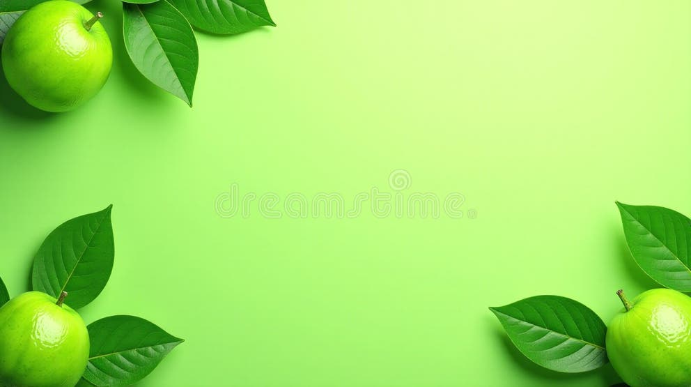 Fresh Green Apples Frame a Vibrant, Gradient Green Background Stock ...