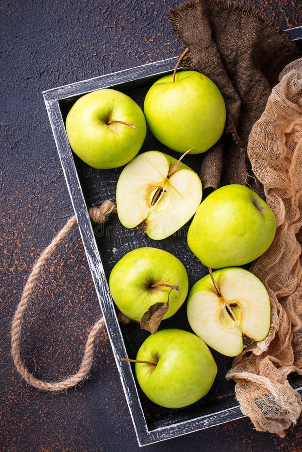 Fresh Green Apples on Rusty Background Stock Photo - Image of granny ...
