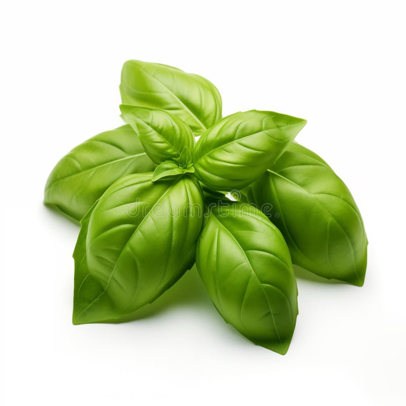 Fresh Green Basil Leaves Isolated on White Background Stock ...