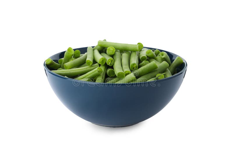 Fresh Green Beans in Bowl Isolated on White Stock Photo - Image of ...