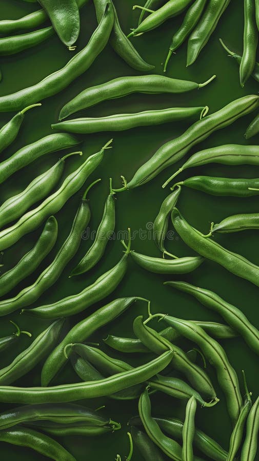 Green Beans on a Dark Green Background, Top View. Food and Nature ...
