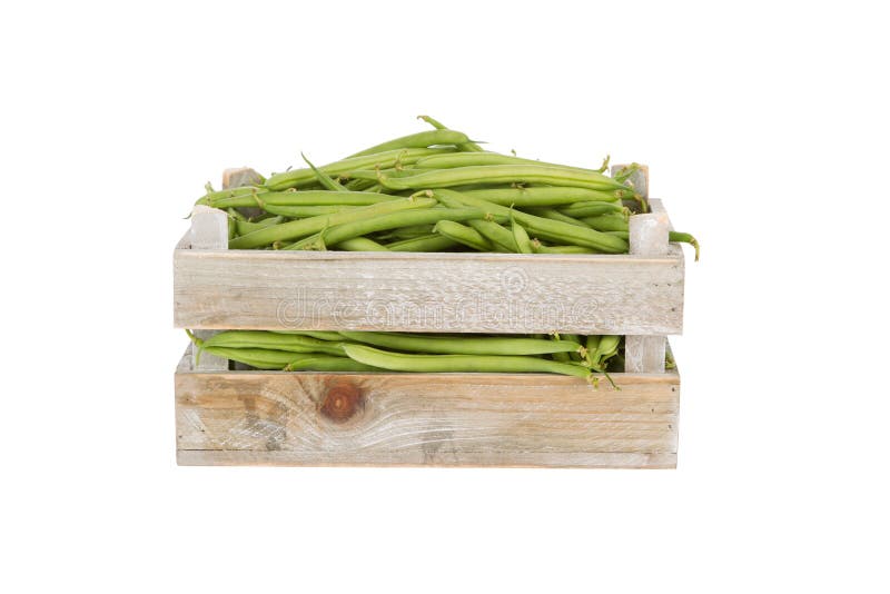 Fresh Green Beans in a Wooden Crate Stock Image - Image of bunch ...