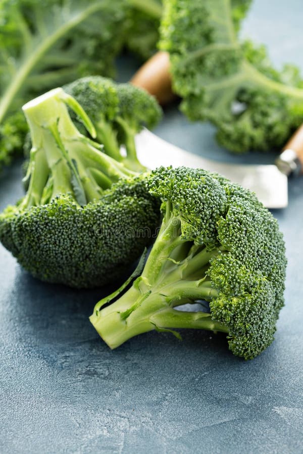 Fresh Green Broccoli Heads on the Table Stock Photo - Image of clean ...