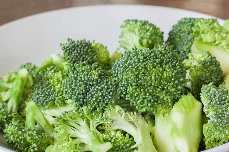 Fresh Green Broccoli for Healthy on White Dish. Stock Photo - Image of ...