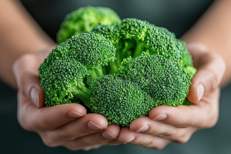 Fresh Green Broccoli Held in Hands, Symbolizing Healthy Eating and ...