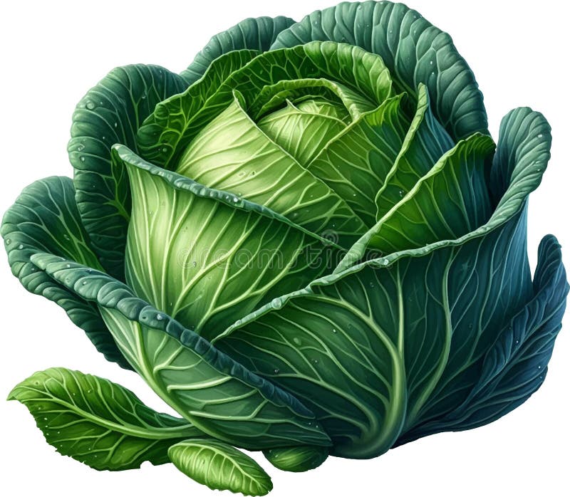 Fresh Green Cabbage Vector Illustration Stock Photo - Illustration of ...