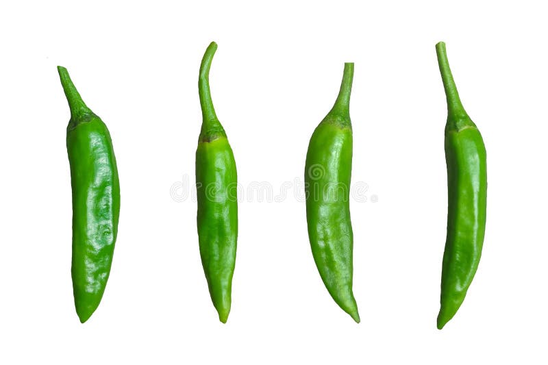 Fresh Green Chilli Pepper Different Shapes Isolated White Background ...