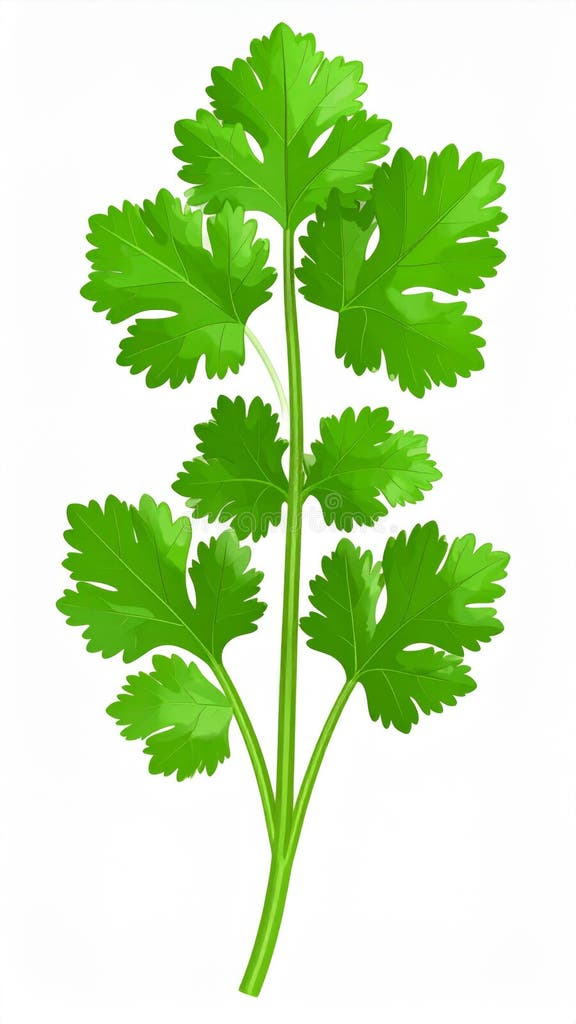 Fresh Green Cilantro Sprig on White Background Stock Illustration ...