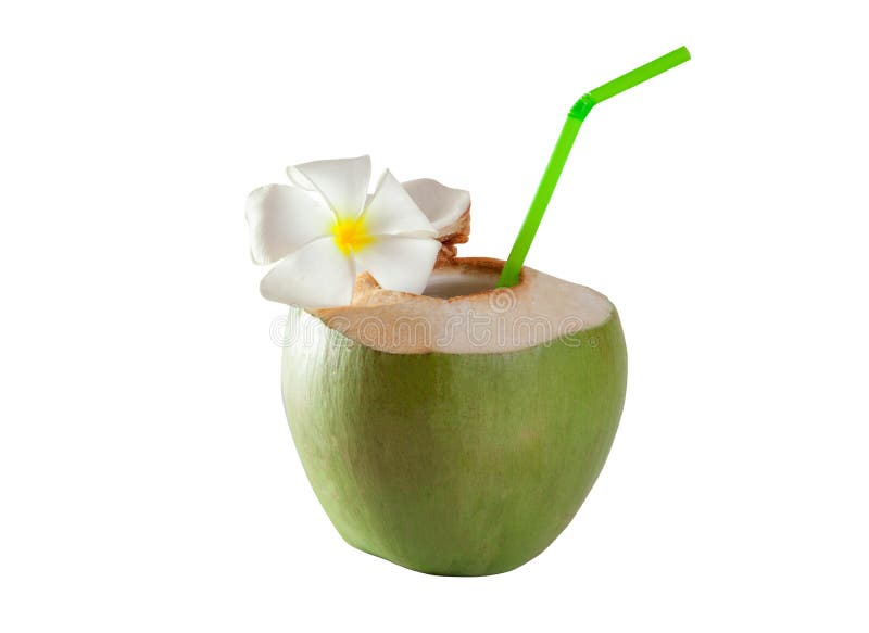 Fresh Green Coconut with Straw Ready To Drinking Stock Photo - Image of ...