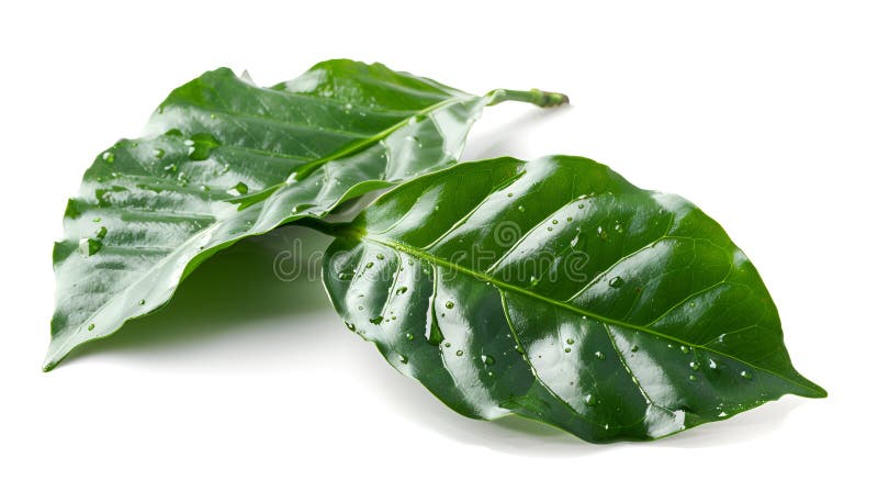 Fresh Green Coffee Leaf Isolated on White Stock Image - Image of leaves ...