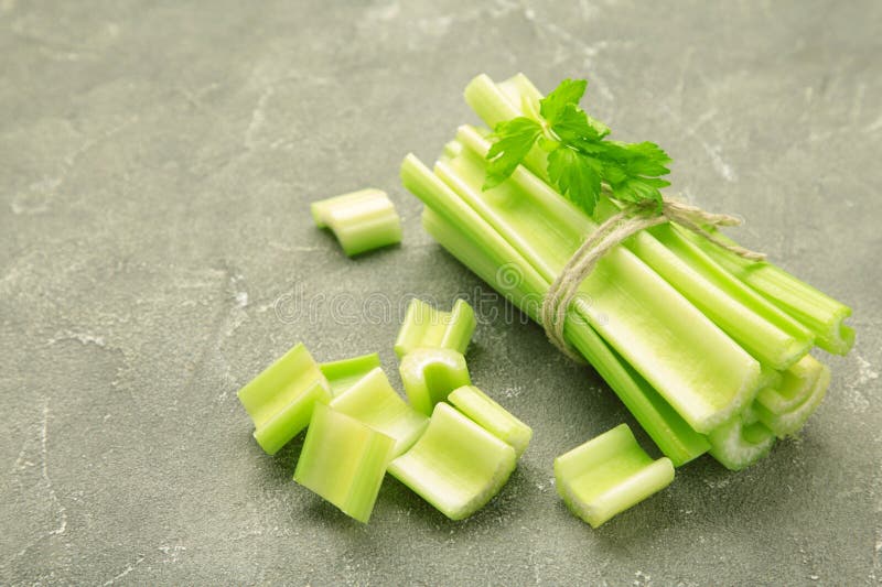 Fresh Green Cut Celery Grey Concrete Background Stock Photos - Free ...
