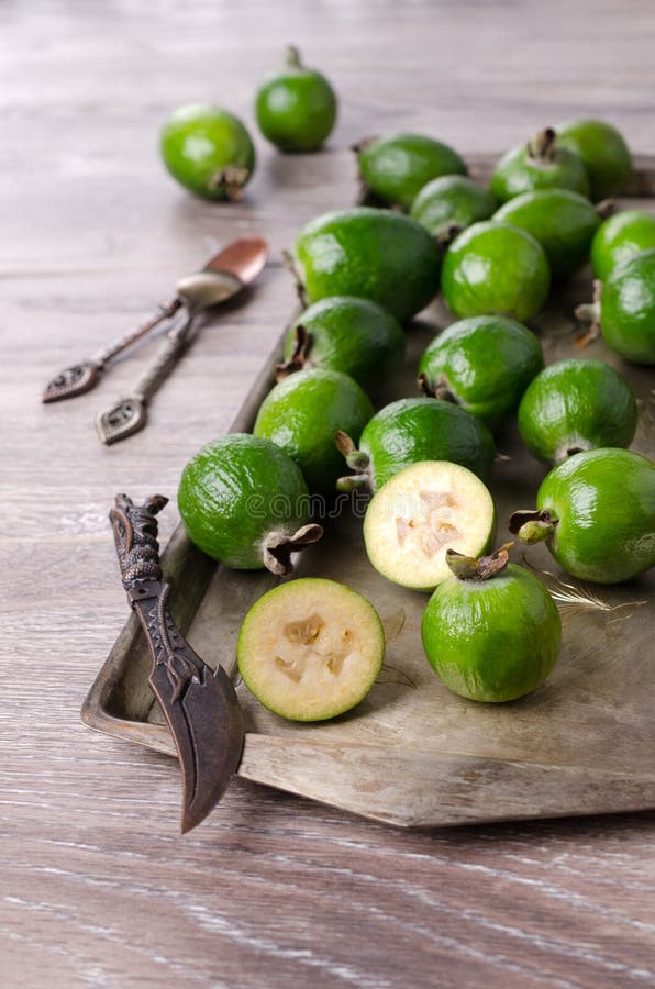 Fresh green feijoa stock image. Image of gourmet, feijoa - 131237477