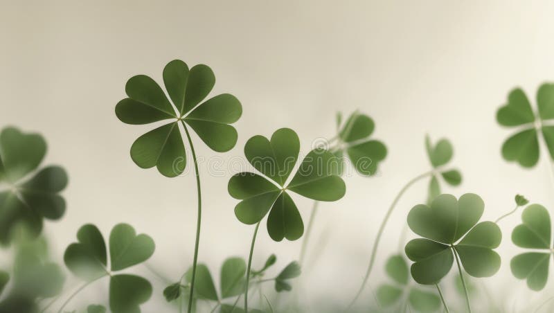 Fresh Green Four Leaf Clovers Background Stock Illustration ...