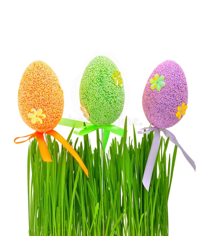 Fresh Green Grass and Colored Easter Eggs Stock Photo - Image of ...