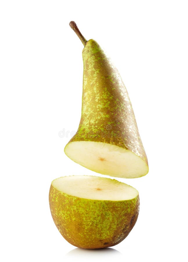 Half of Yellow Pear Fruit Isolated on White Stock Image - Image of ...