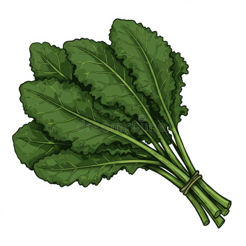 Fresh Green Kale Leaves Bundle Stock Illustration - Illustration of ...