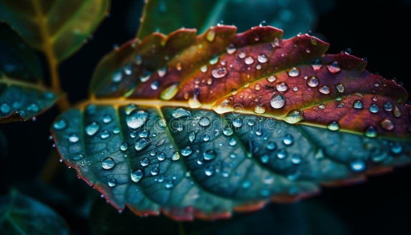 Fresh Green Leaf with Dew Drop Reflection Generated by AI Stock ...