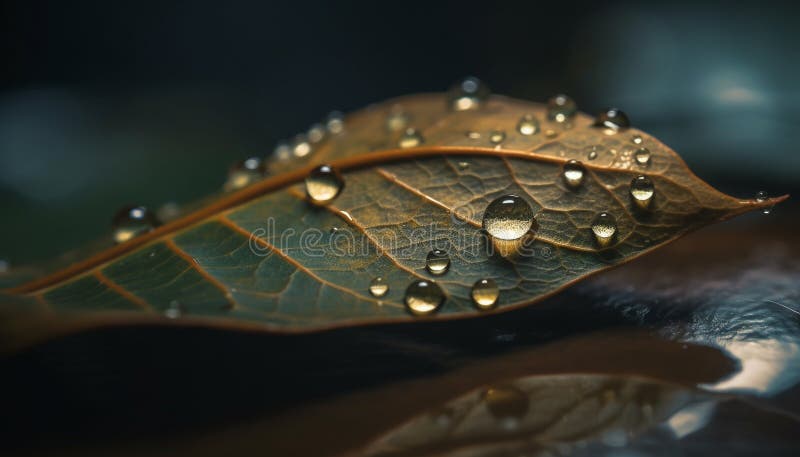 Fresh Green Leaf with Dew Drop Reflection Generated by AI Stock ...