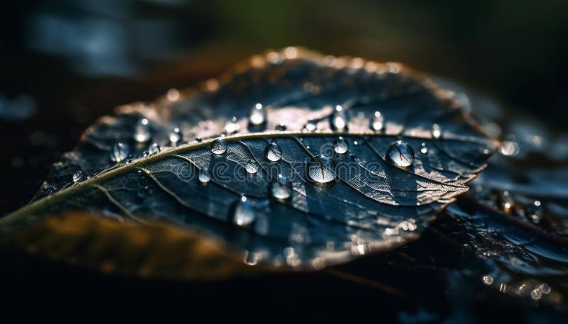 Fresh Green Leaf with Dew Drop Reflection Generated by AI Stock ...