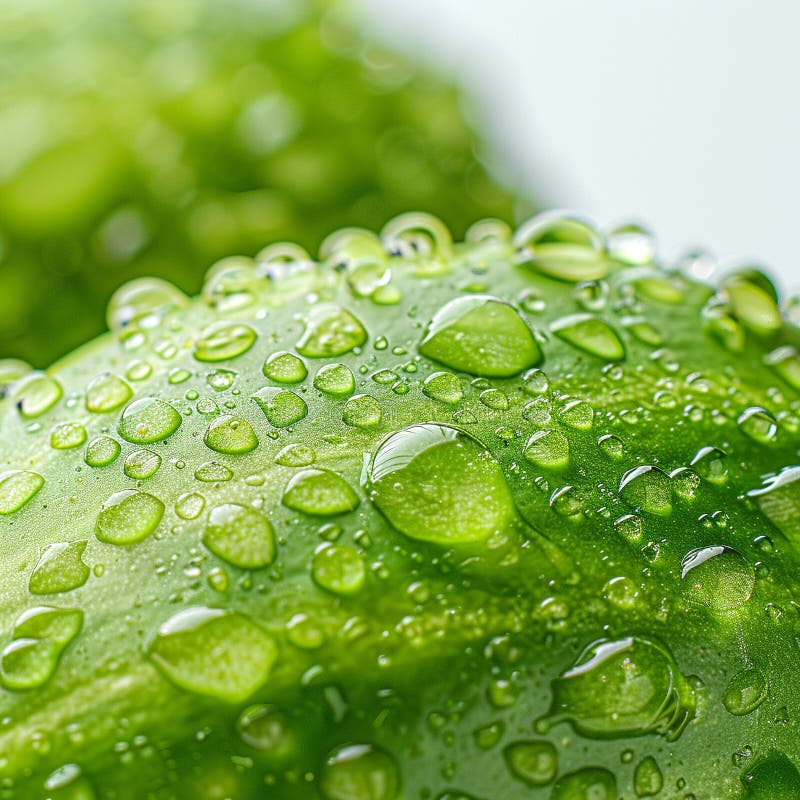 Fresh Green Leaf Glistening with Water Droplets after Rainfall in ...