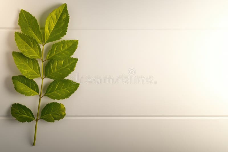 Fresh Green Leaf on Light Background with Subtle Shadow and Texture ...
