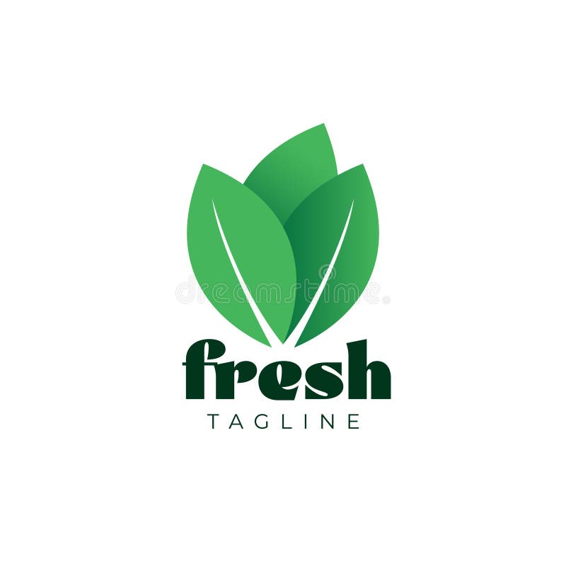 Fresh Green Leaf Vegetable Logo Design Template Stock Illustration ...