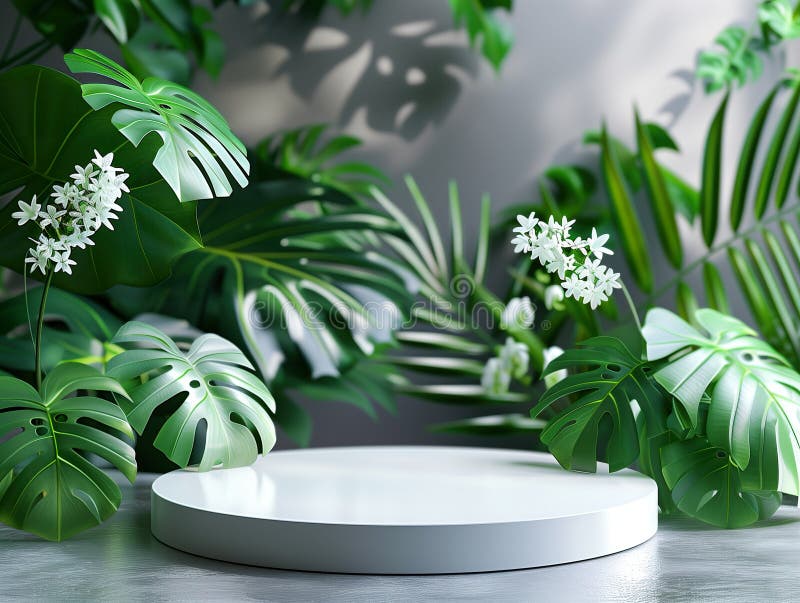 Fresh Green Leaves Frame Empty White Circle Stock Illustration ...