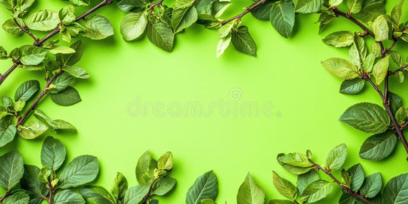 Fresh Green Leaves Frame a Natural Backdrop for Springtime Designs ...