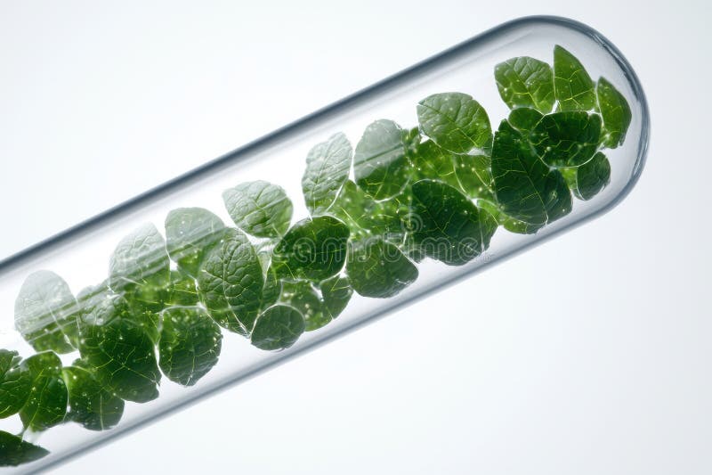 Fresh Green Leaves in Glass Container Stock Illustration - Illustration ...