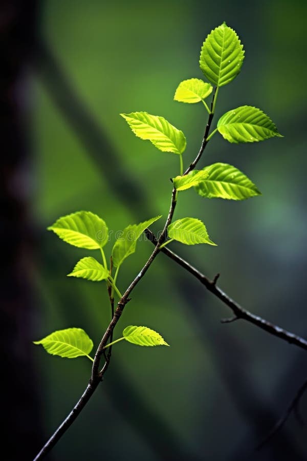 Fresh Green Leaves Sprouting on Tree Branches Stock Illustration ...