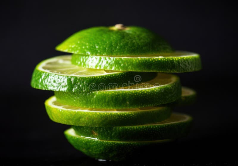 Fresh Green Lime Slices Stacked in a Creative Arrangement Stock Image ...