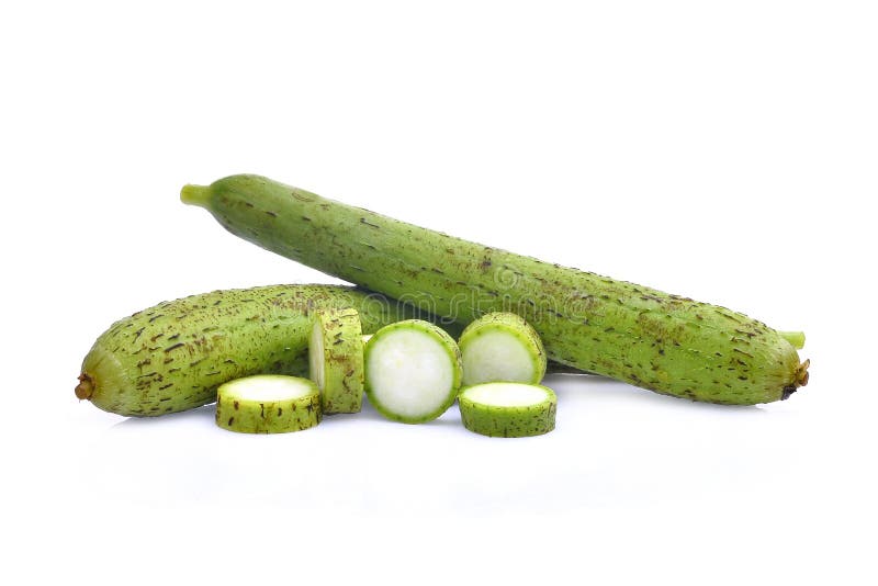 Fresh Green Loofah or Luffa with Slice Isolated on White Stock Image ...