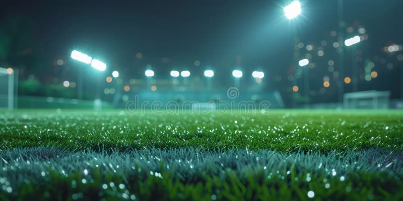 A Fresh Green Meadow Made Of Grass That Is Wet From The First Dew And Is Illuminated By The Sun