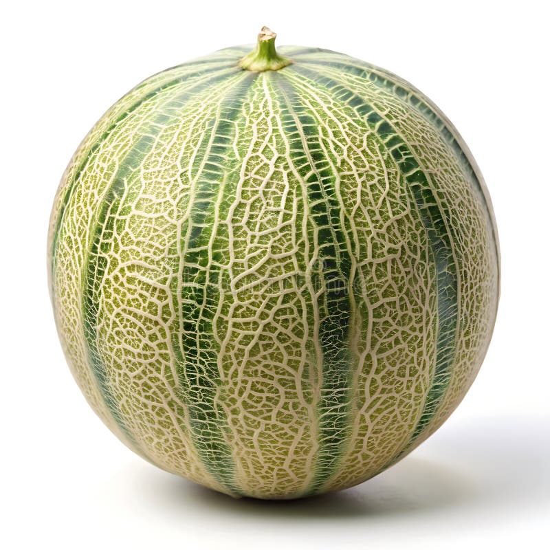 Fresh Green Melon Isolated on White Background Stock Illustration ...