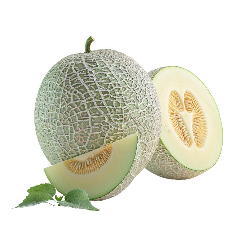 Fresh Green Melon with Slices Stock Photo - Illustration of cantaloupe ...