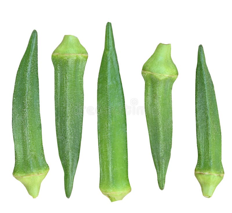 Fresh Green Okra on White Backgroud Top View Stock Photo - Image of ...