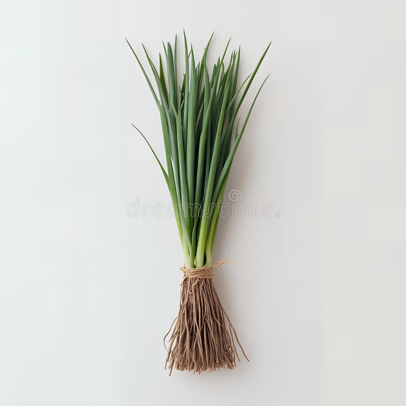 Fresh Green Onions with Roots Tied Together Stock Illustration ...