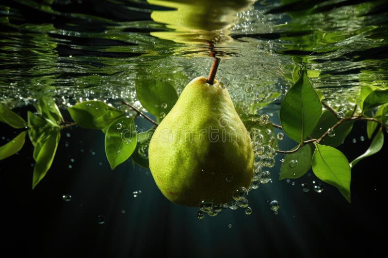 Fresh Green Pear is in Gray Bac Stock Illustration - Illustration of ...