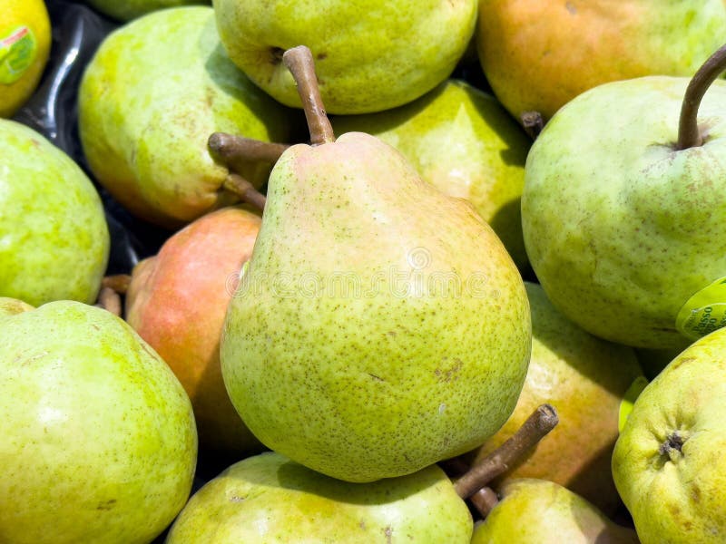 Fresh Green Pears Natural Spots Market Display Stock Photos - Free ...