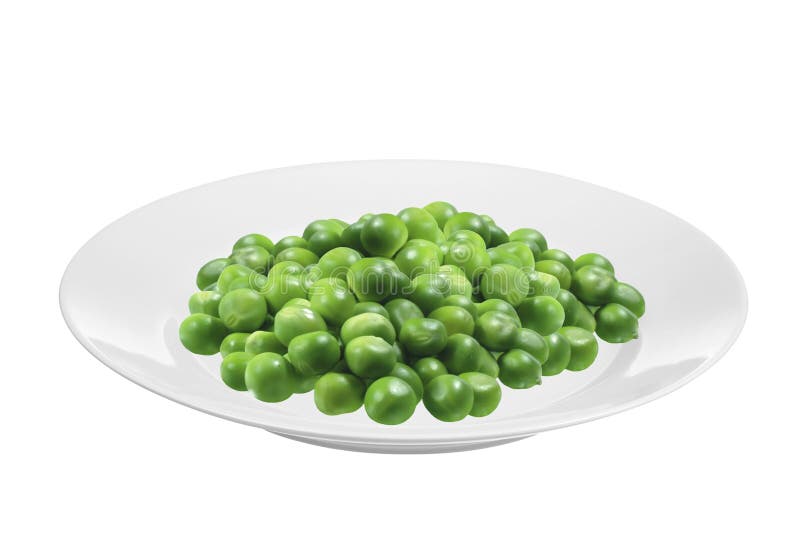 Fresh Green Peas in Plate Isolated on White Stock Photo - Image of ball ...