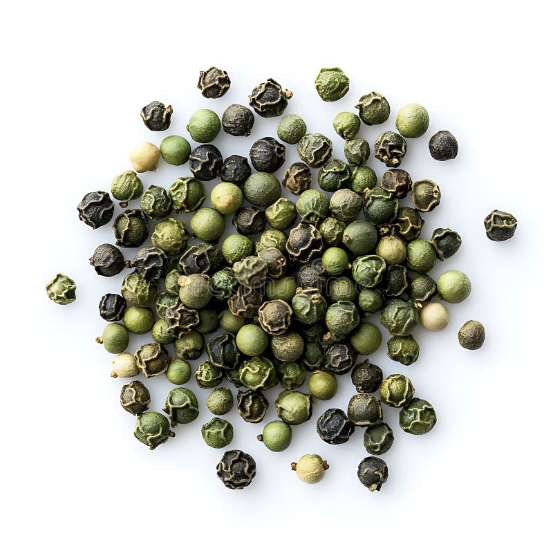 Fresh Green Pepper Peppercorns Isolated Against White Background Stock ...